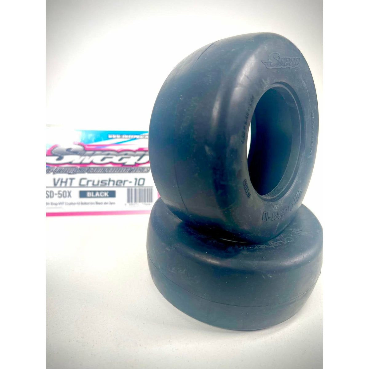 SWEEP 10th Drag VHT Crusher-10 Belted Tyre Black dot 2pcs – Speedy RC